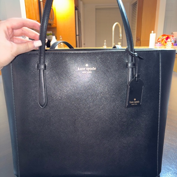 kate spade | Bags | Kate Spade Black Leather Tote Sophisticated Design ...